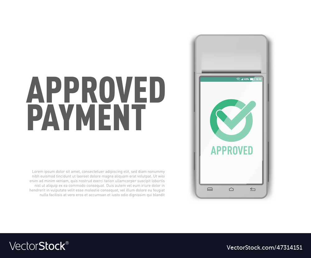 3d yellow pos terminal with approved payment Vector Image