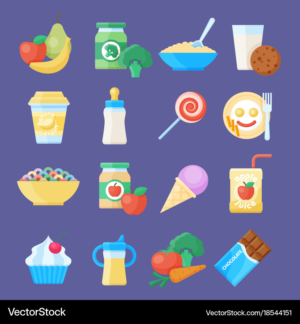Baby food icon set Royalty Free Vector Image - VectorStock