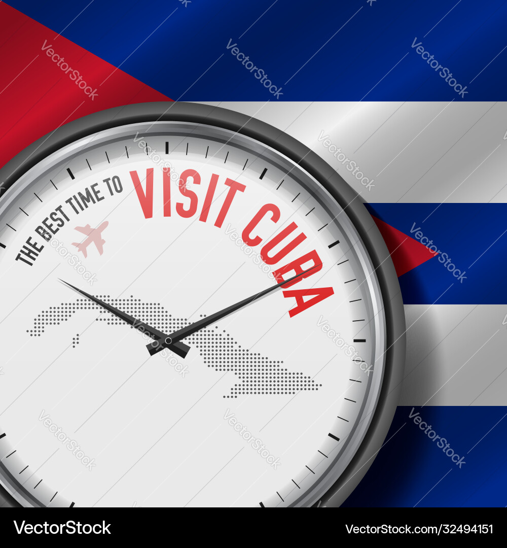 Best time to visit cuba flight tour Royalty Free Vector