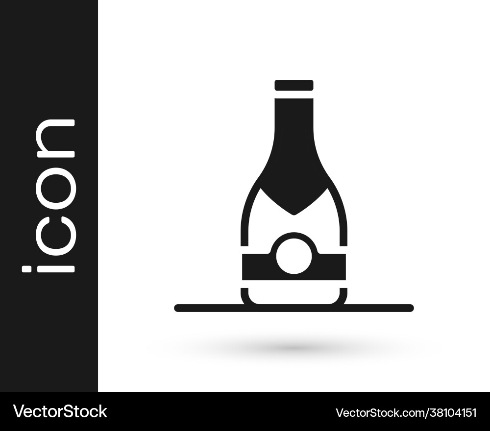 Black champagne bottle icon isolated on white Vector Image