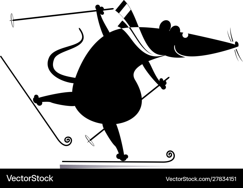 Cartoon rat or mouse a skier Royalty Free Vector Image