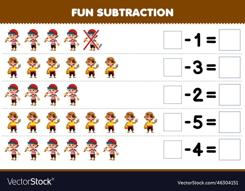 Education game for children fun subtraction Vector Image