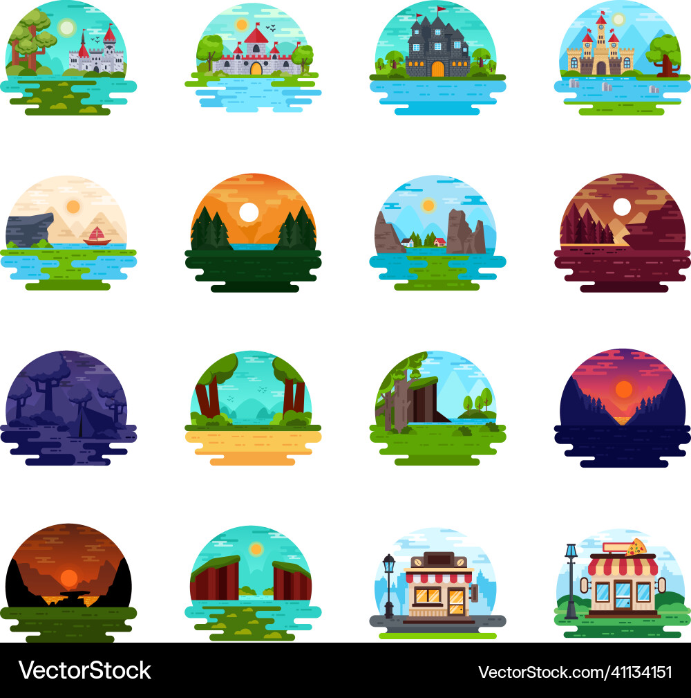 Eye-catchy nature landscapes Royalty Free Vector Image