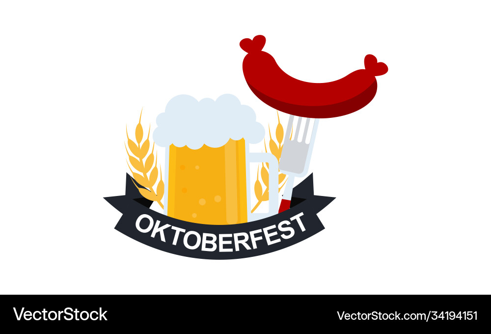 Flat design oktoberfest mugs beer Royalty Free Vector Image
