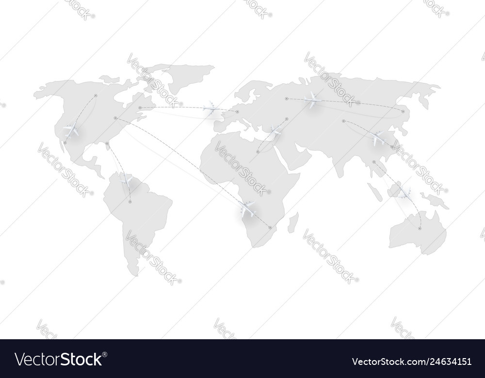 Flight routes of the airplanes dashed lines of Vector Image Flight routes of the airplanes dashed lines of Vector Image
