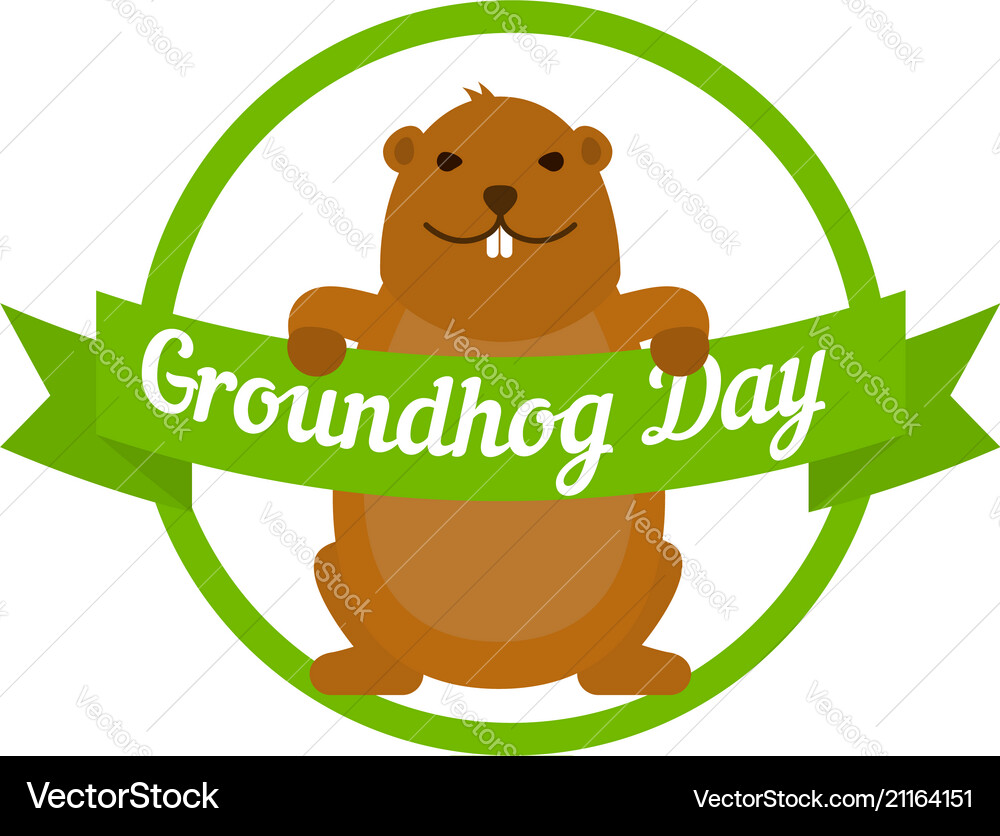 Groundhog day icon flat style Royalty Free Vector Image