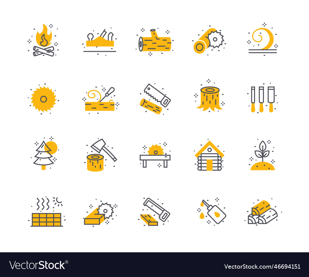 Logging icons color set Royalty Free Vector Image