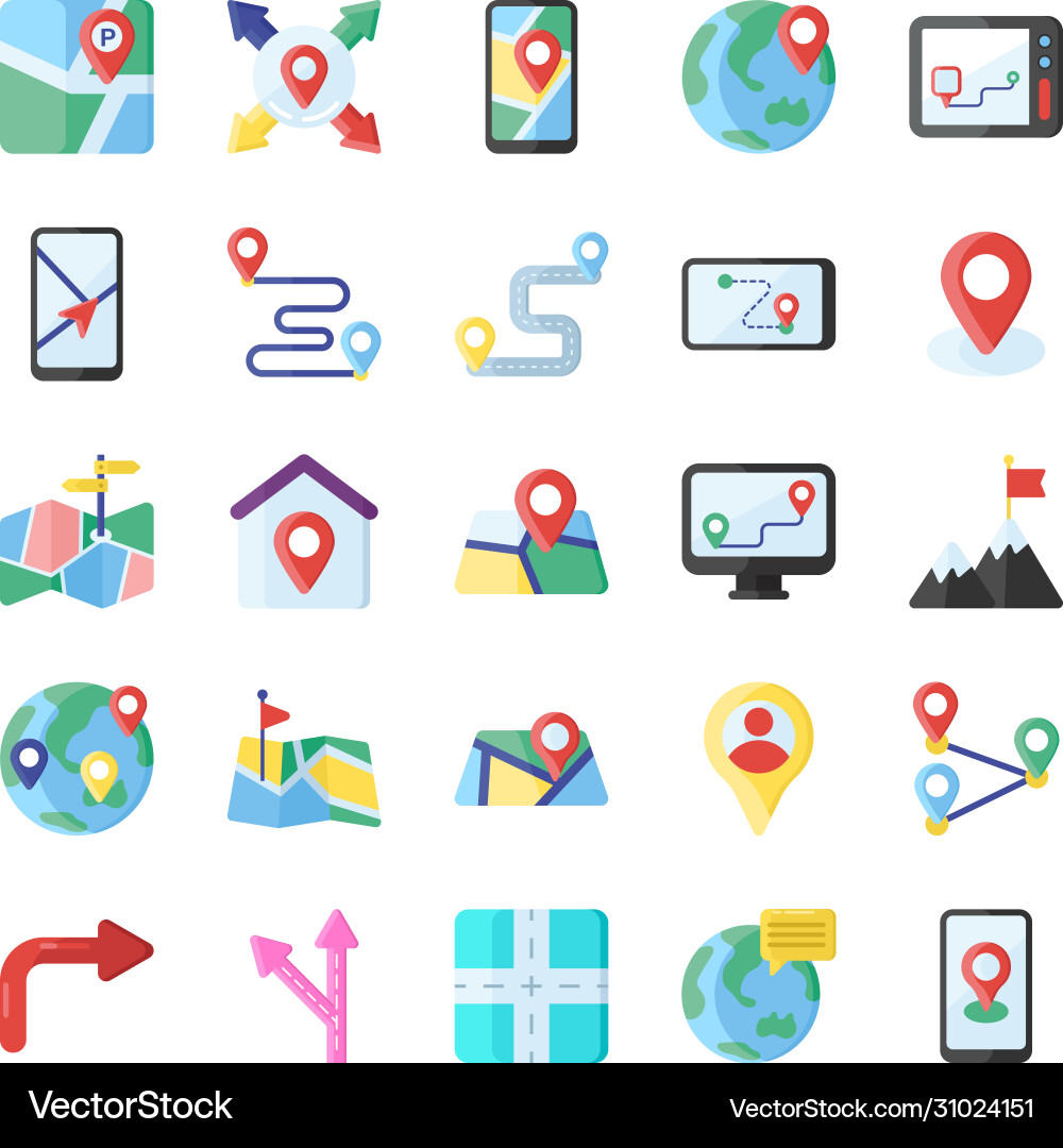 Map and navigation flat pack Royalty Free Vector Image