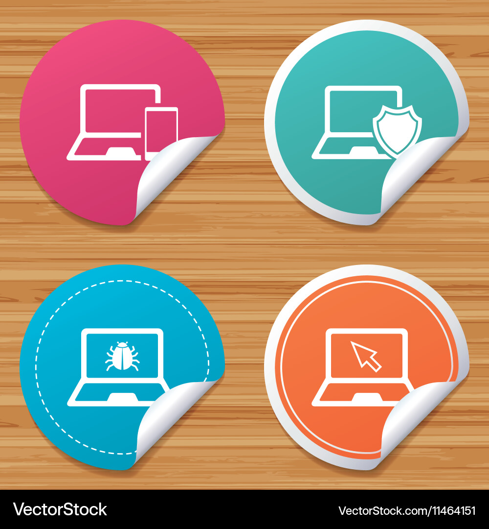 Notebook laptop pc icons virus or software bug Vector Image
