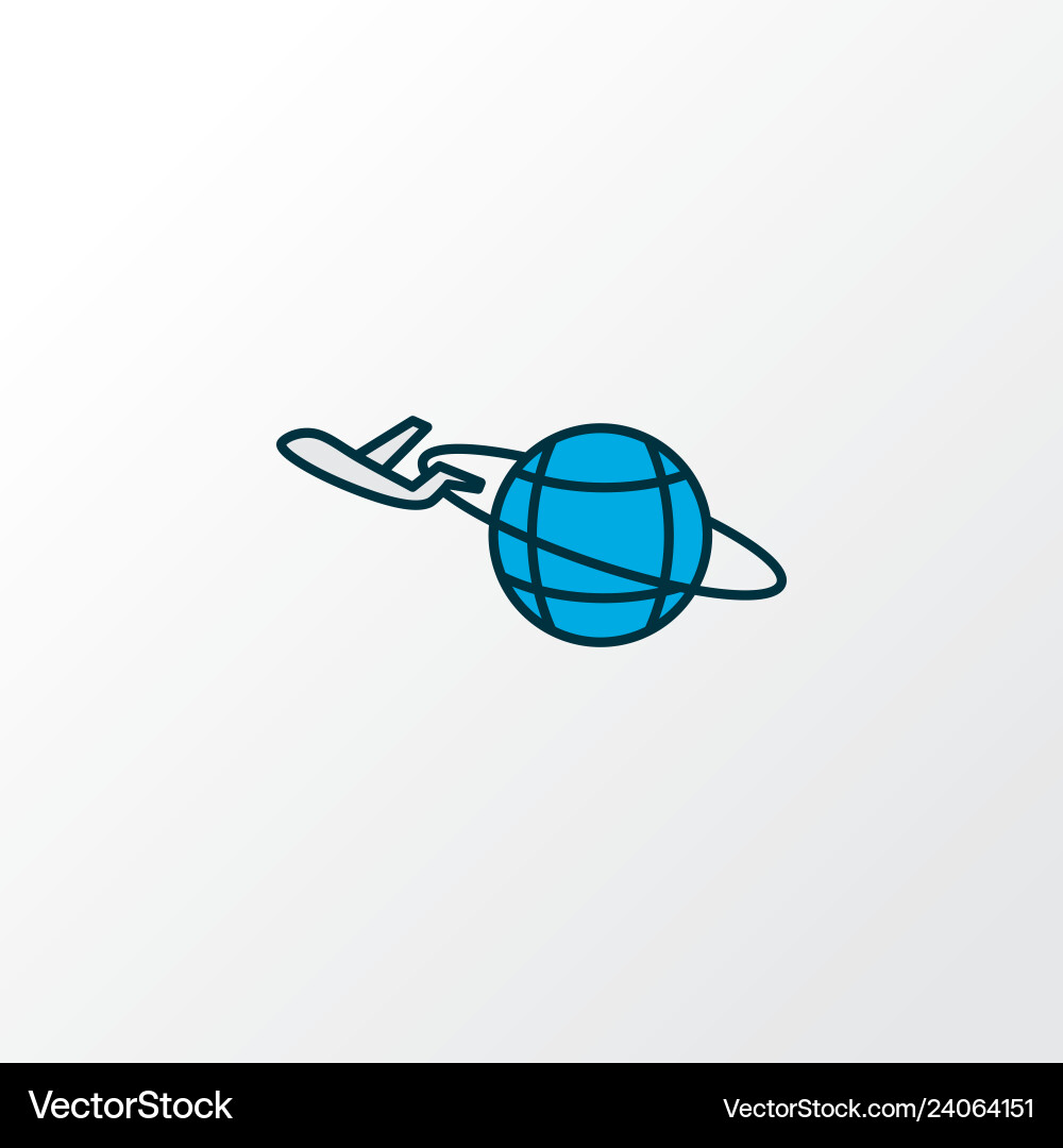 Plane around the world icon colored line symbol Vector Image