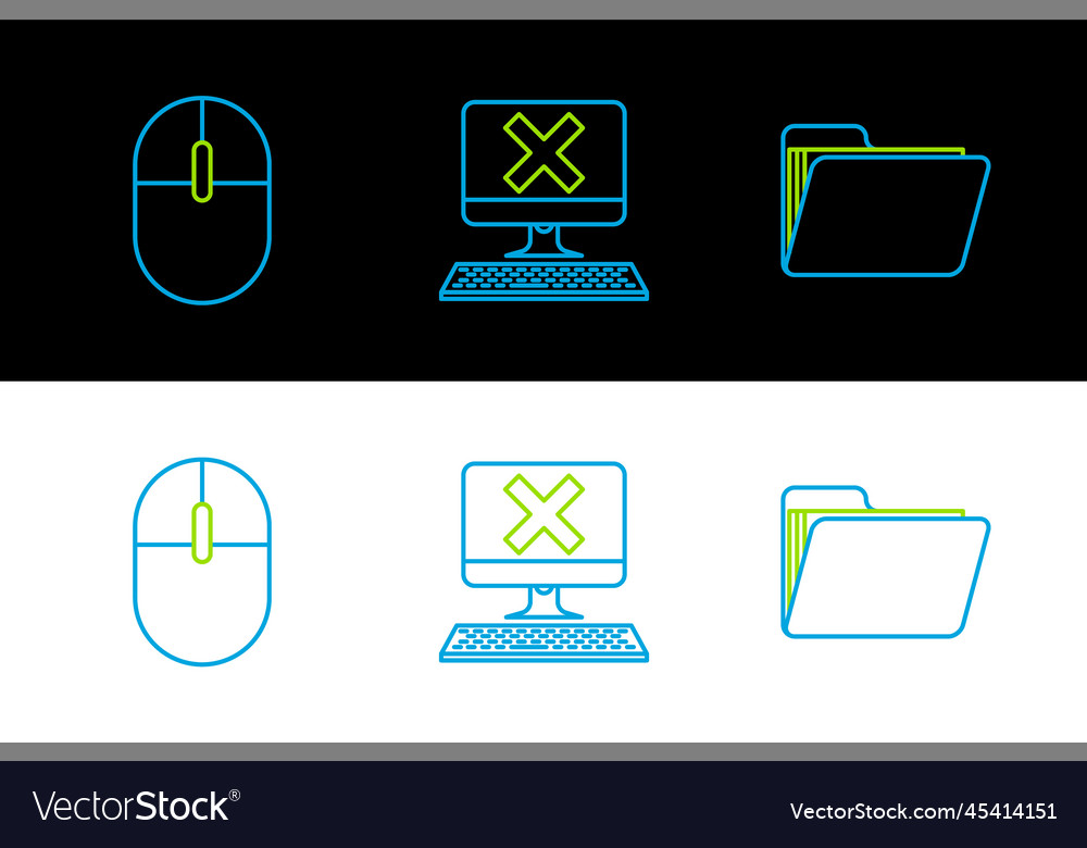 Set line document folder computer mouse Royalty Free Vector Set line document folder computer mouse Royalty Free Vector