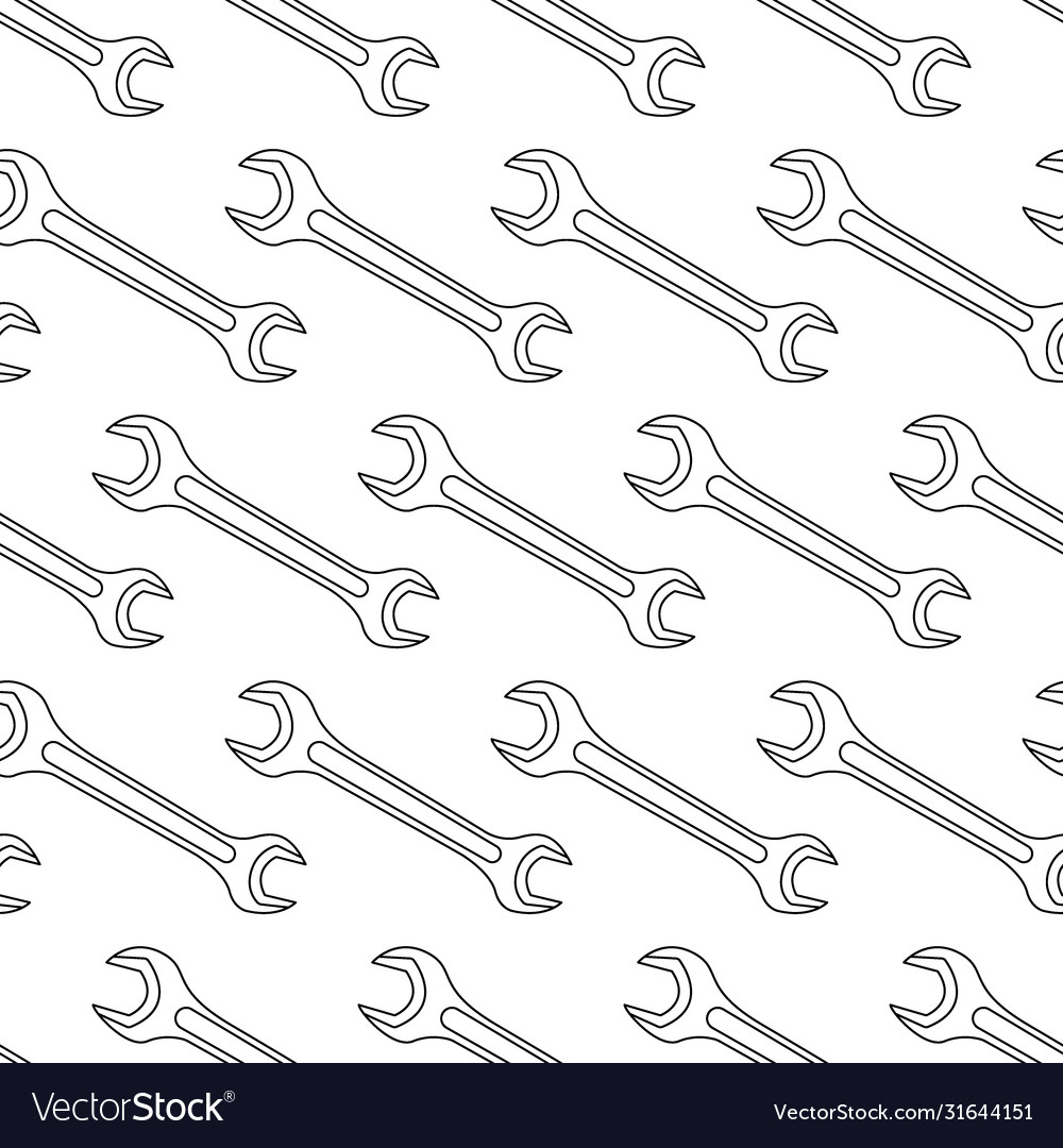 Spanner contour pattern Royalty Free Vector Image