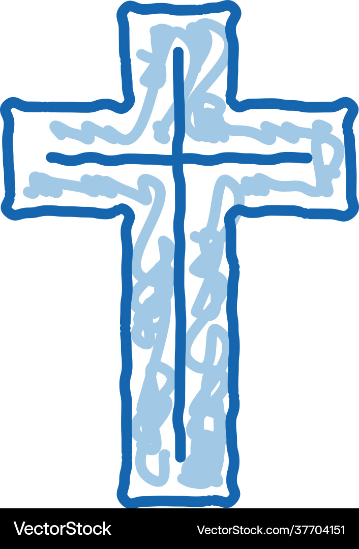 View golden cross doodle icon hand drawn Vector Image