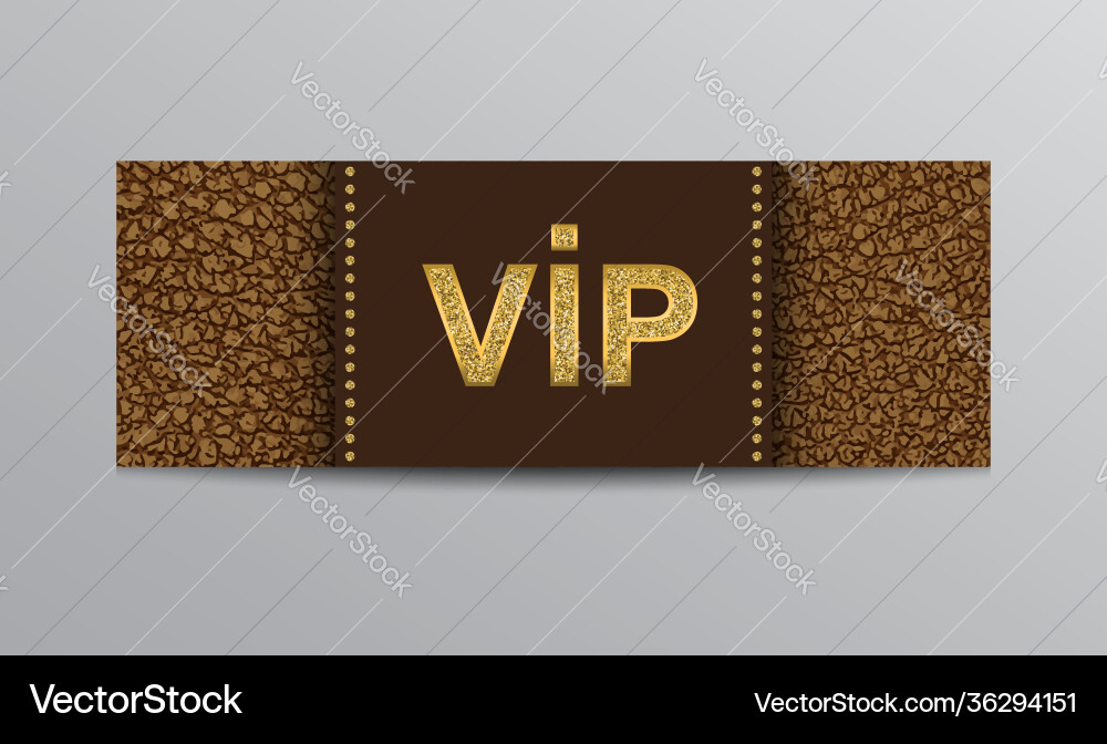 Vip ticket with golden glittering sign Royalty Free Vector