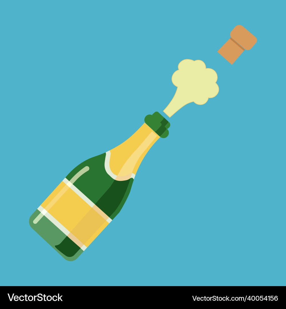 Champagne explosion bottle pop and fizz Royalty Free Vector