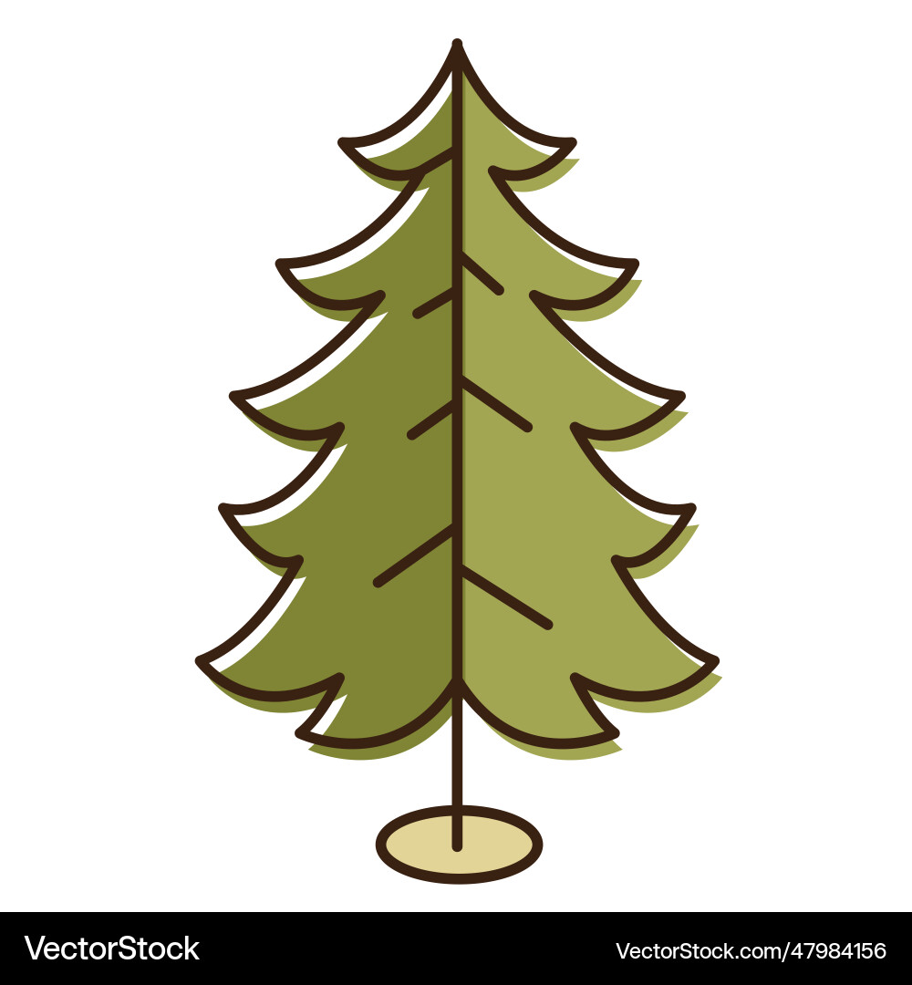 Christmas tree curled branches cartoon icon 14 Vector Image