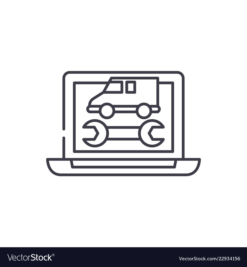 Computer diagnostics line icon concept Royalty Free Vector
