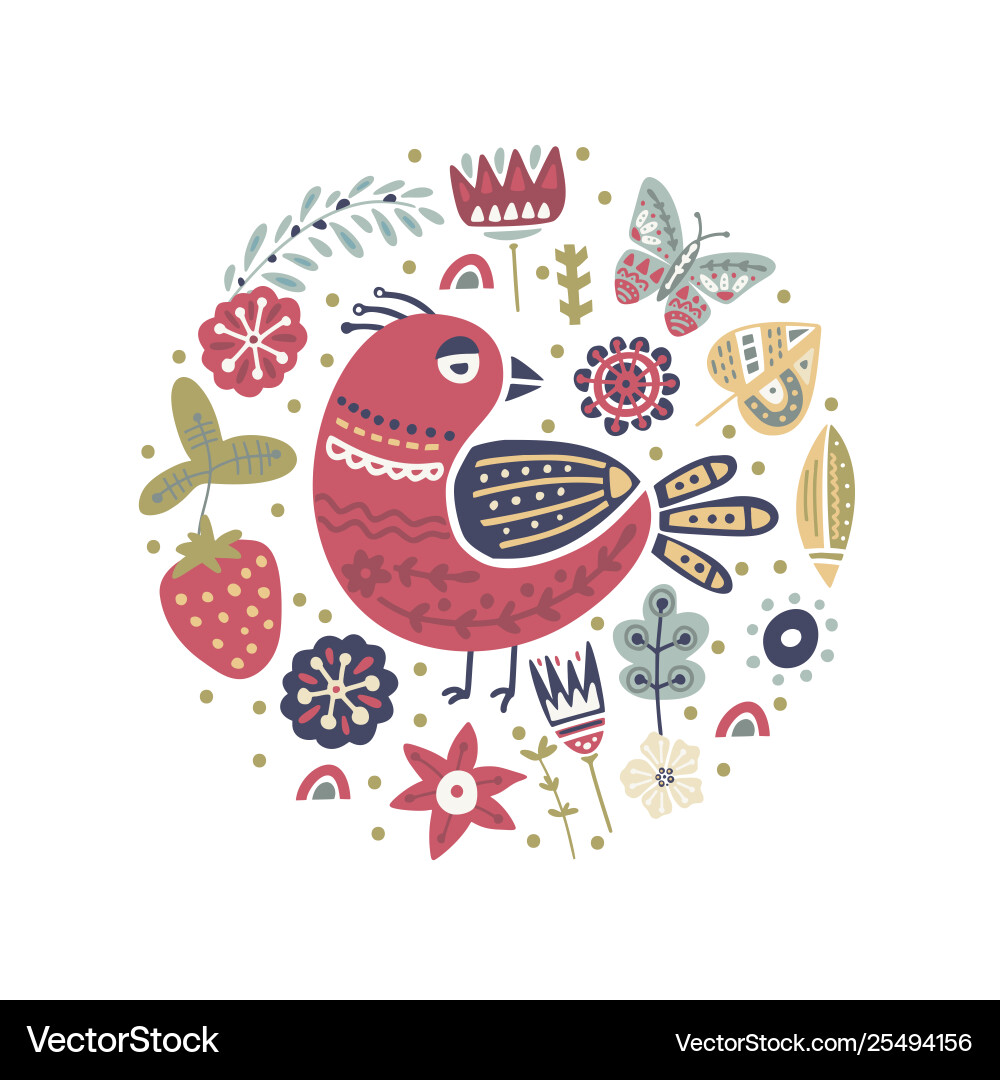 Cute cartoon bird card Royalty Free Vector Image