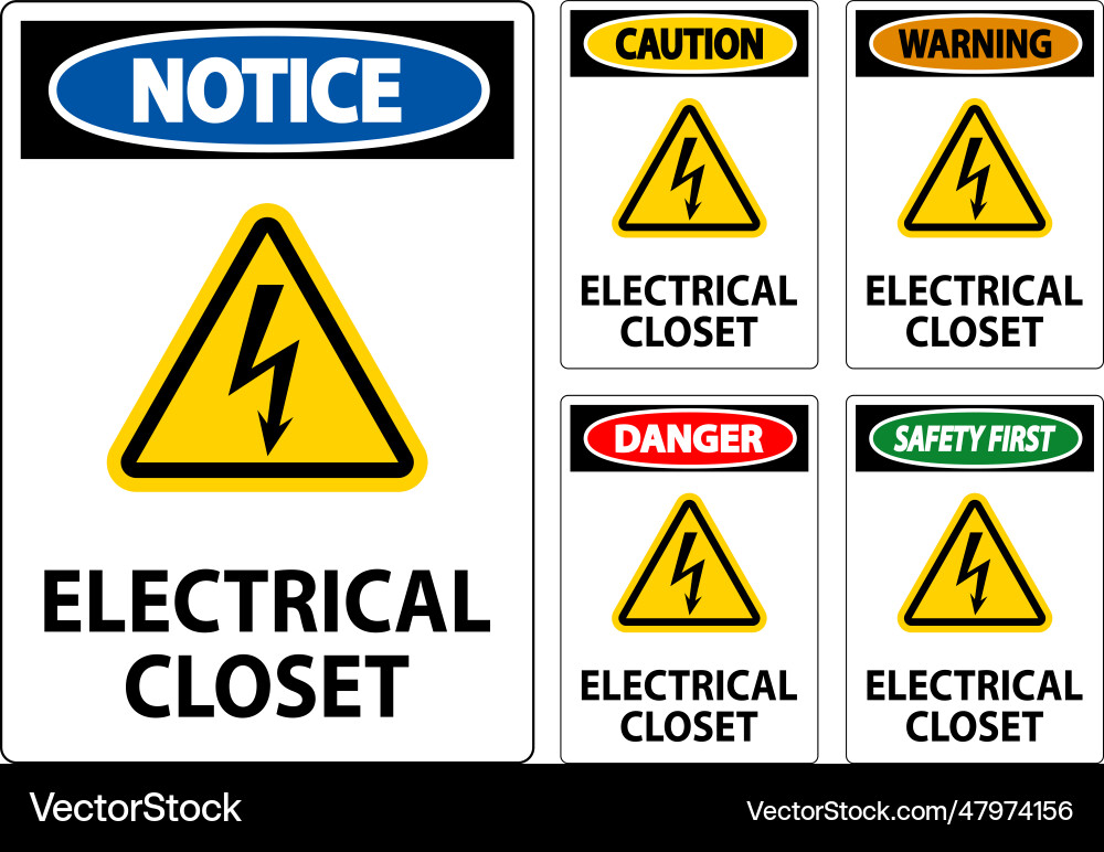 Danger sign electrical closet sign Royalty Free Vector Image