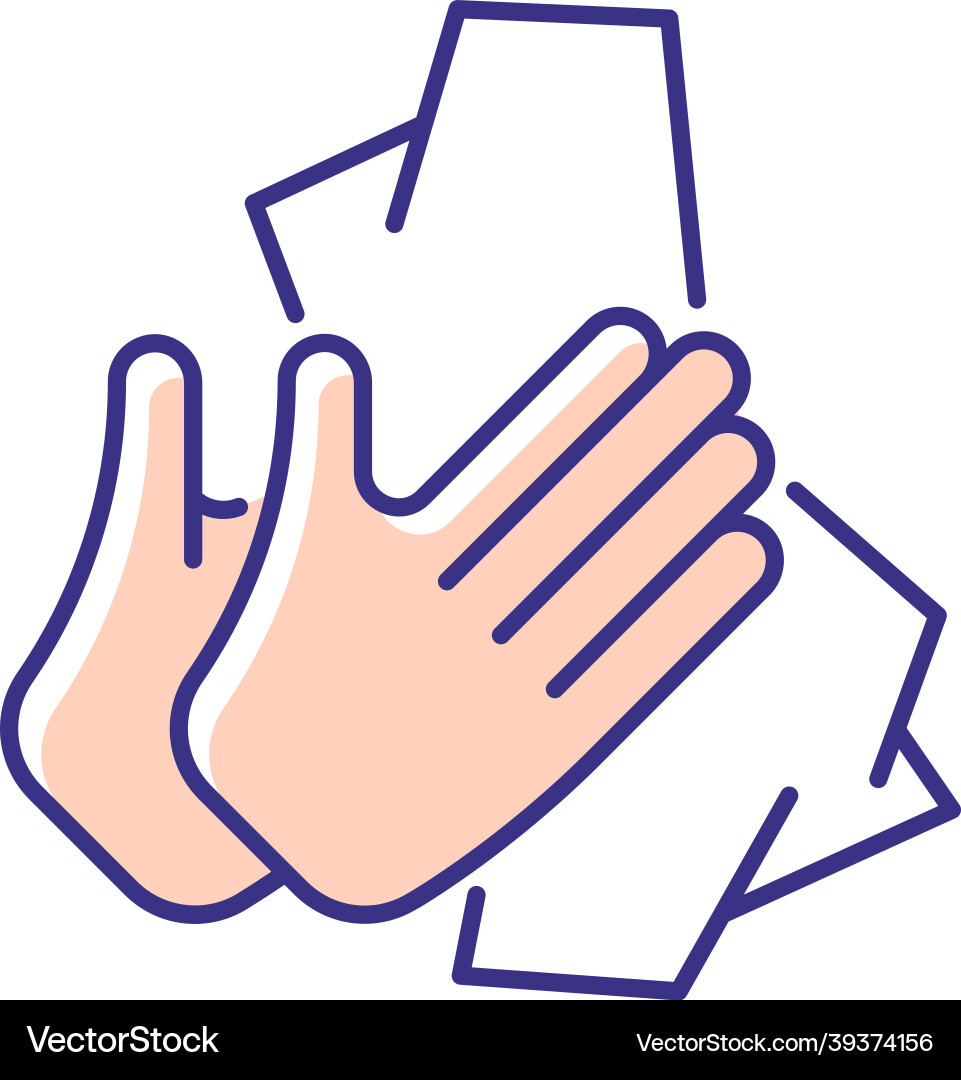 Dry hands with tissue rgb color icon Royalty Free Vector