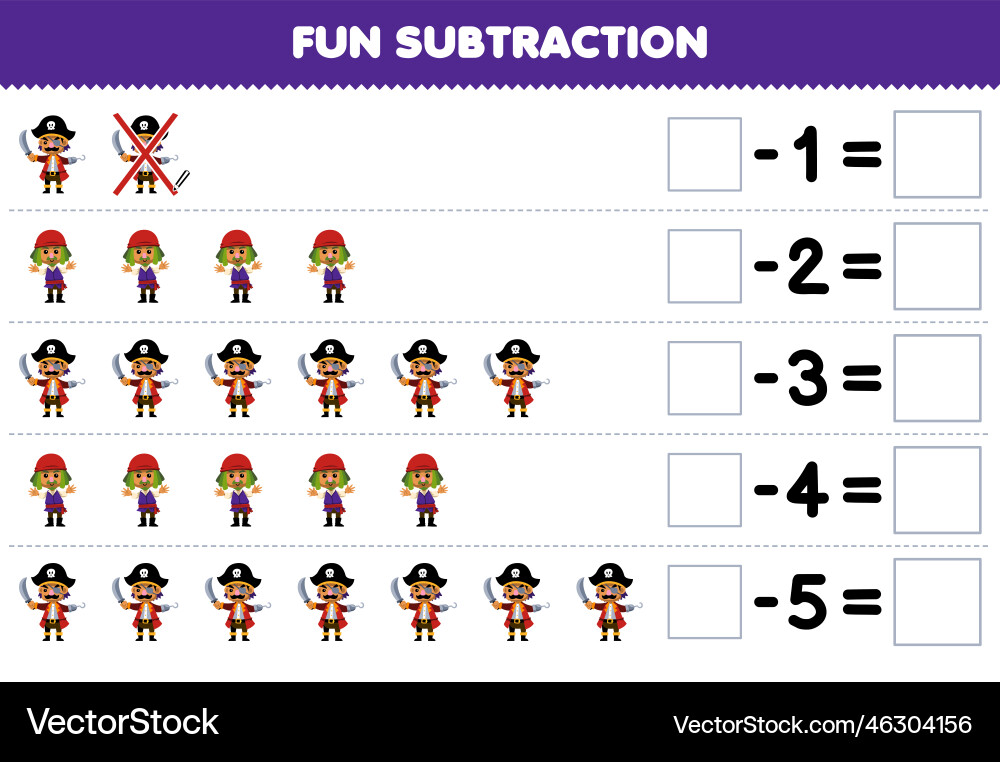 Education game for children fun subtraction Vector Image