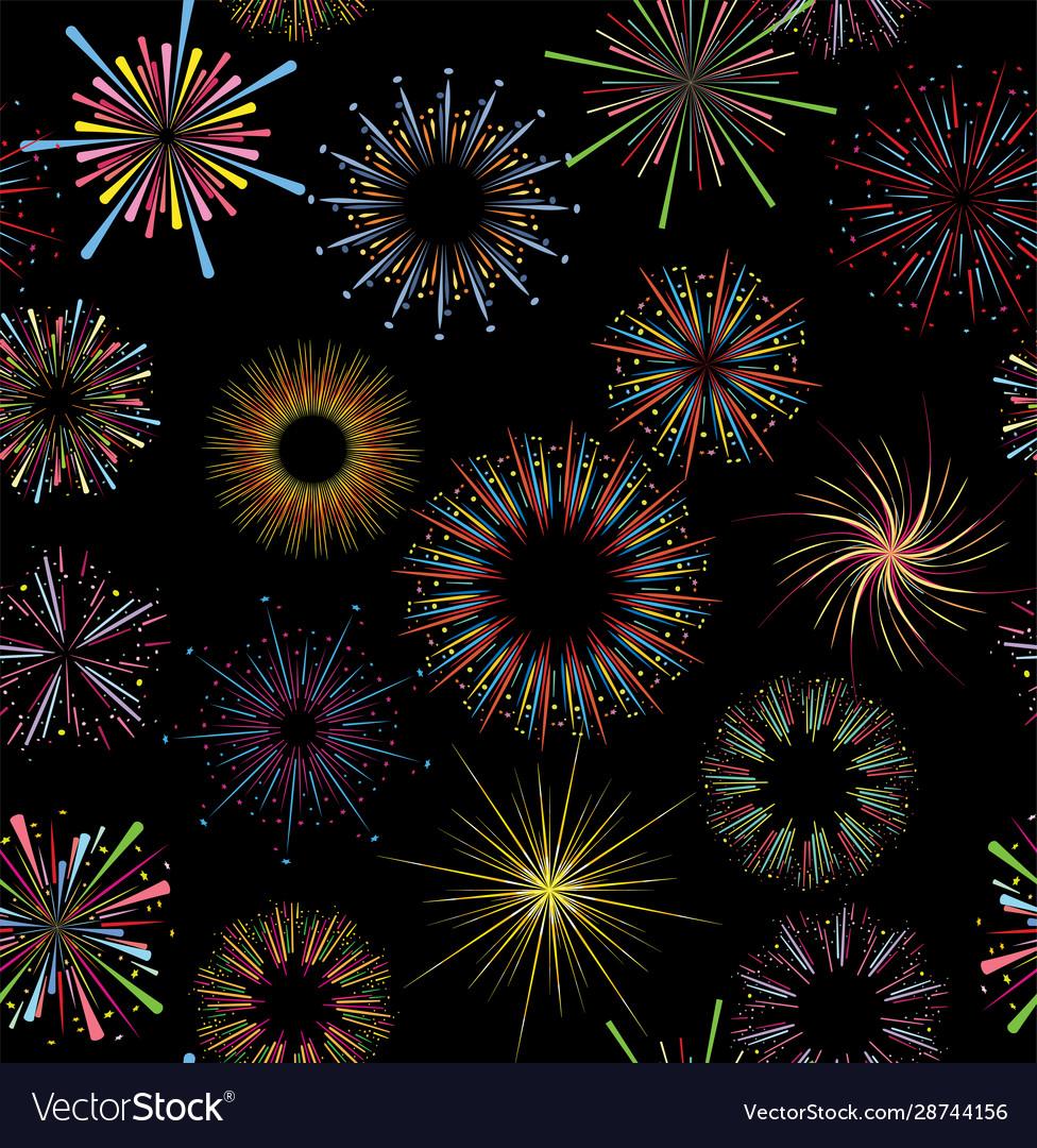 Fireworks seamless pattern Royalty Free Vector Image