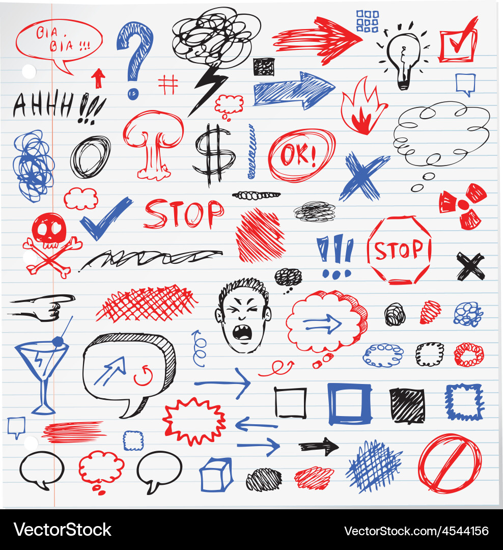 Funny pencil hand drawn graphic sign Royalty Free Vector