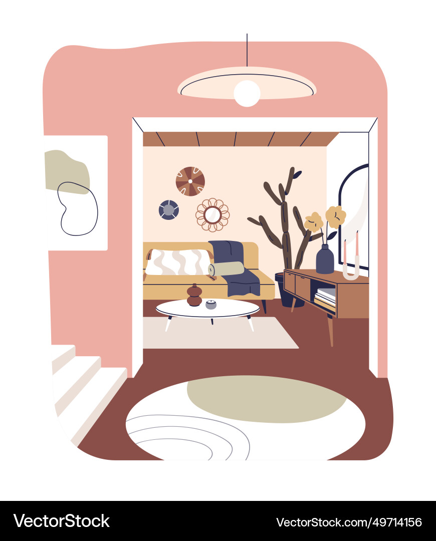 House interior design living room view from hall Vector Image