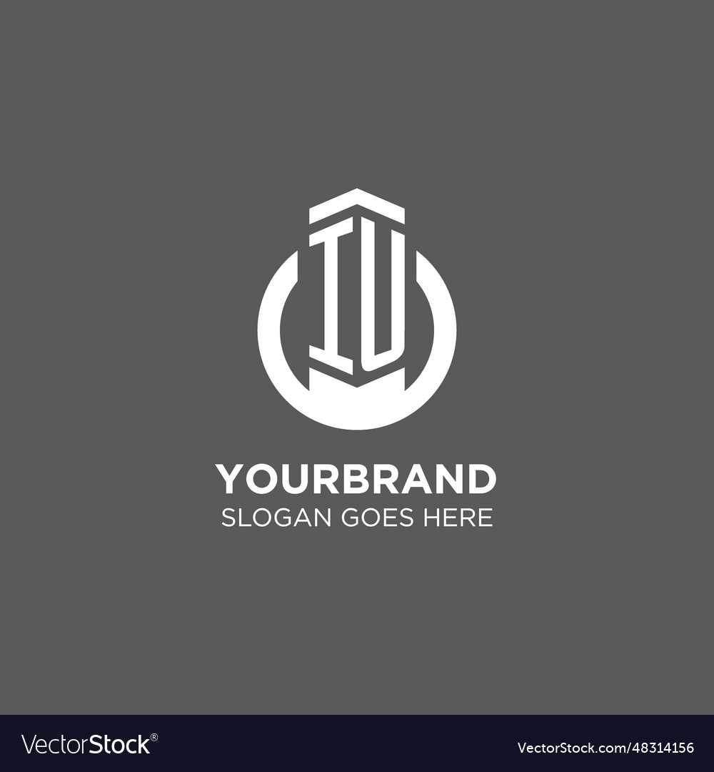 Initial Iu Circle Round Line Logo Abstract Vector Image