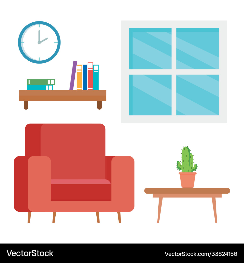 Interior living room home with couch Royalty Free Vector