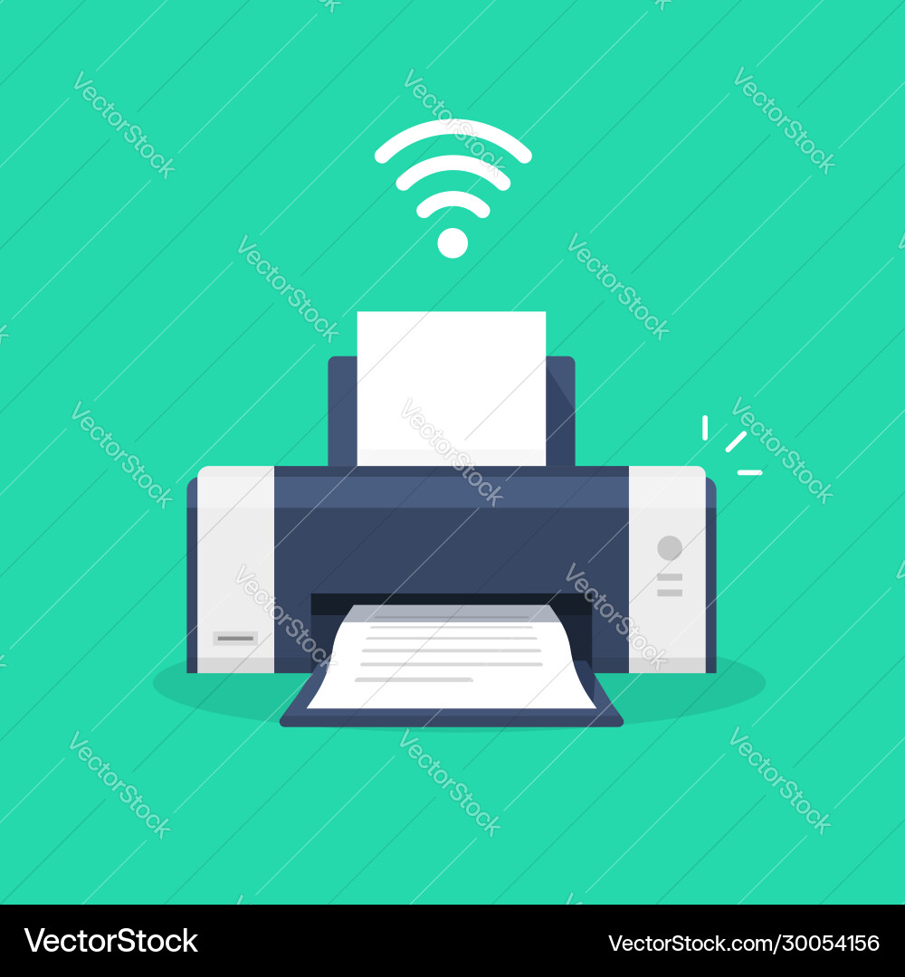 Printer icon with wifi wireless symbol or ink jet Vector Image
