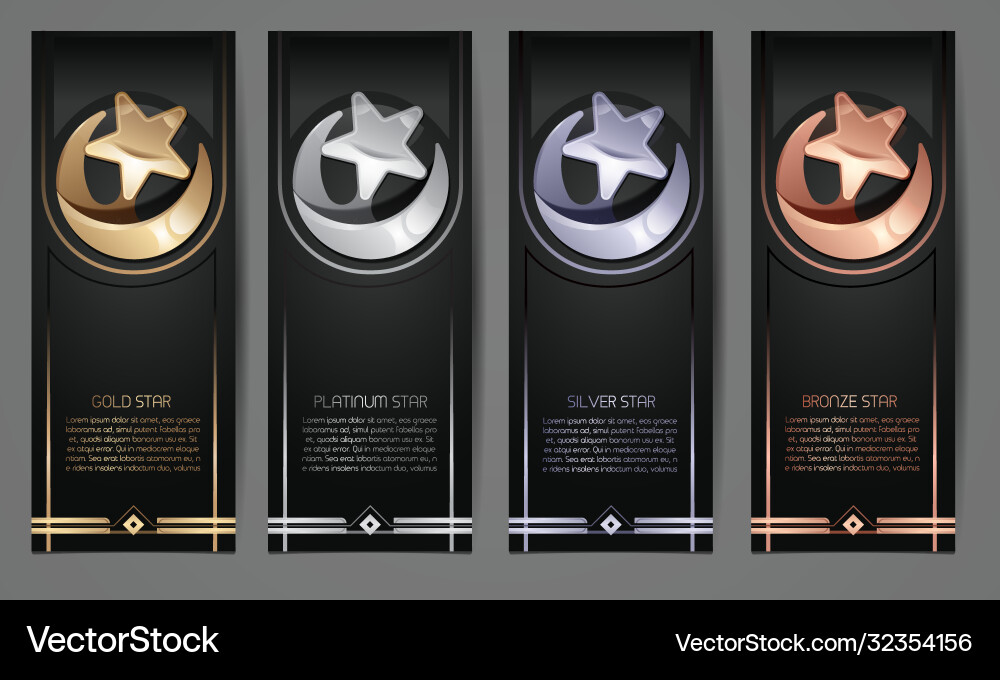 Set black banners gold platinumsilver and Vector Image