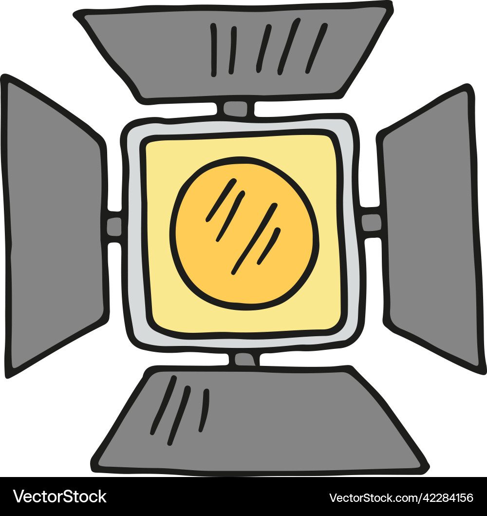 Spotlight scene color icon cinema light doodle Vector Image