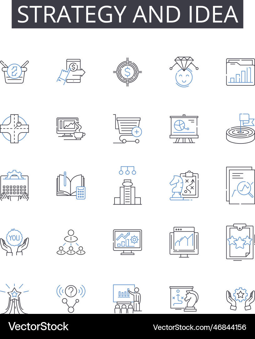 Strategy and idea line icons collection purpose Vector Image