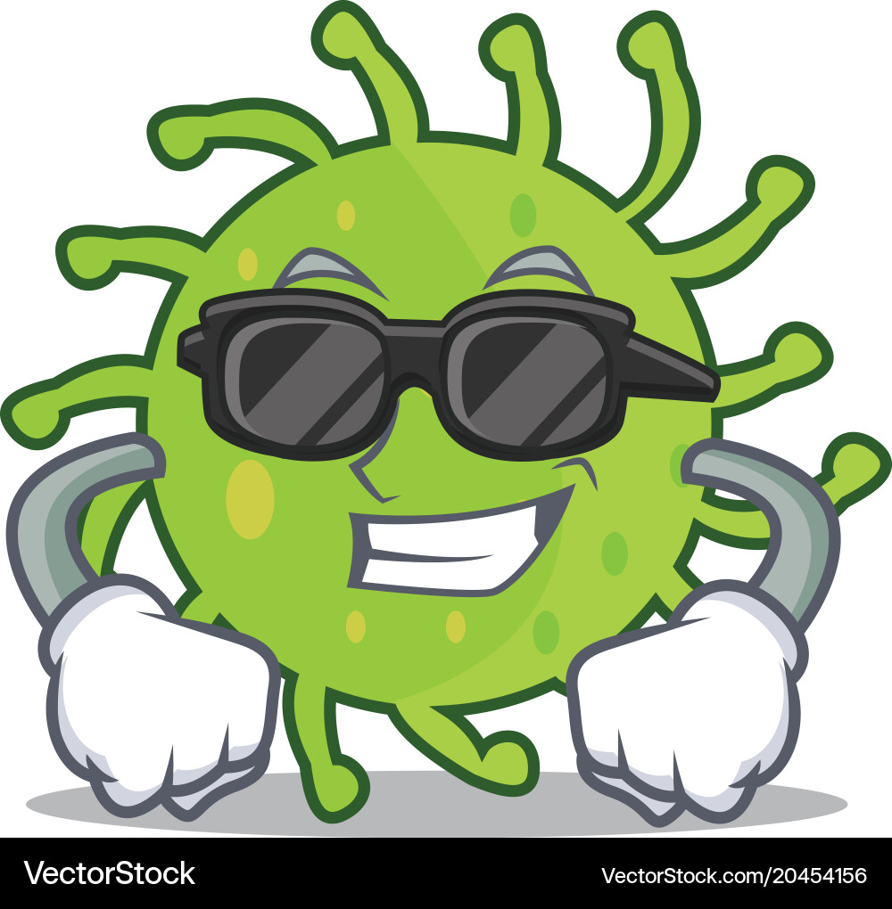 Super cool green bacteria character cartoon Vector Image