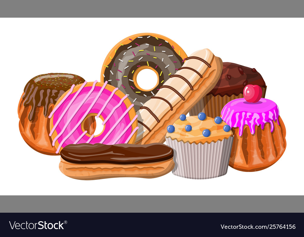Sweet desserts set Royalty Free Vector Image - VectorStock
