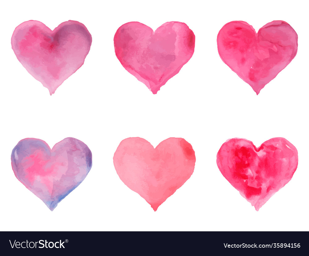 Watercolor hearts for st valentine s day Vector Image