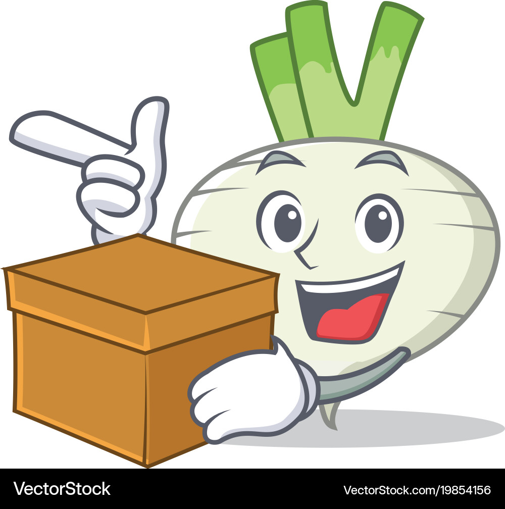 With box turnip character cartoon style Royalty Free Vector