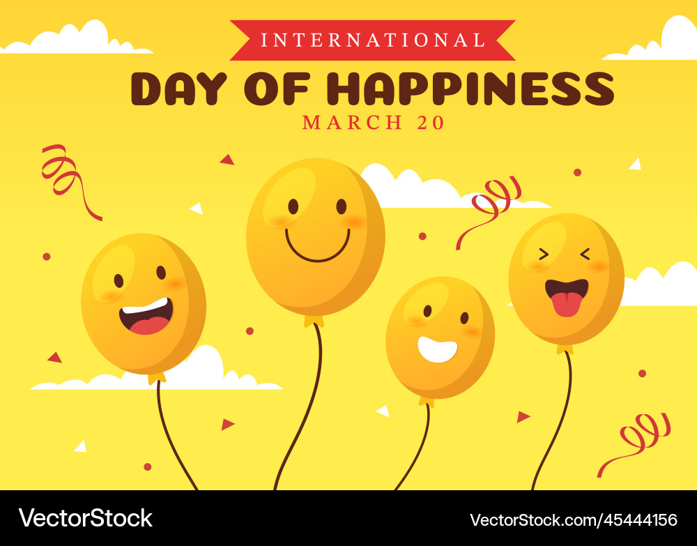 World happiness day celebration with smiling face Vector Image