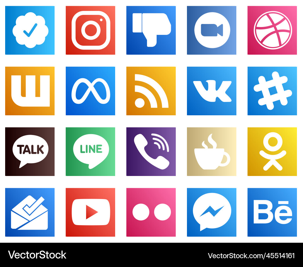 20 social media icons for every platform Vector Image