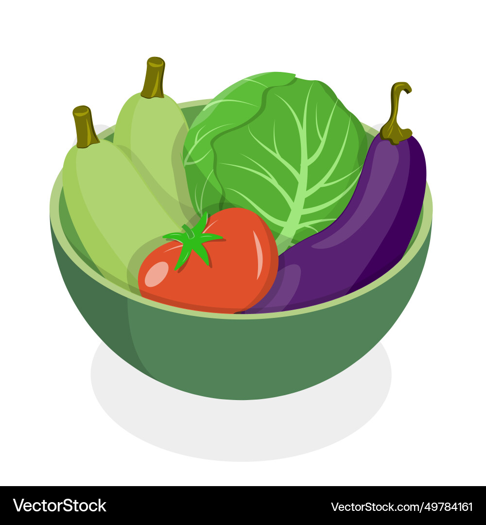 3d isometric flat icon of vegetable bowls Vector Image