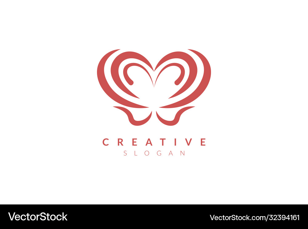 Abstract heart shaped logo design minimalist Vector Image