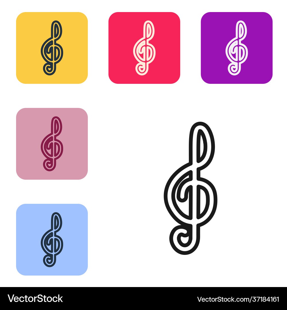 Black line treble clef icon isolated on white Vector Image