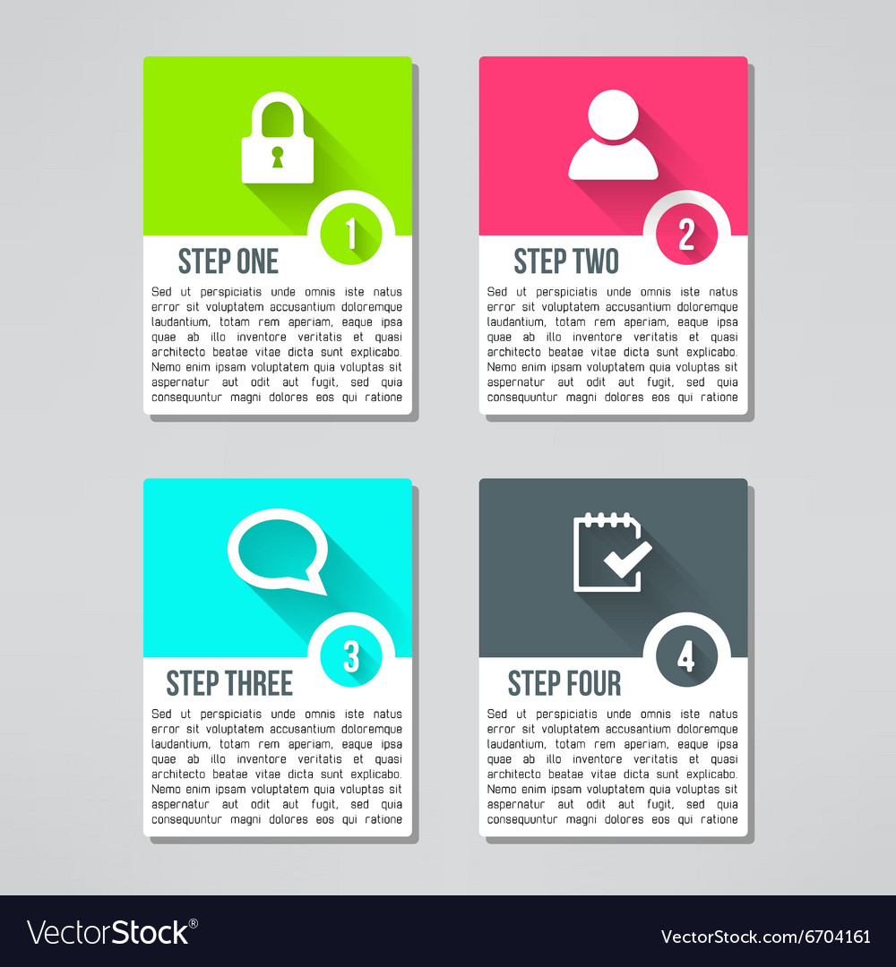 Bright infographic cards set in modern flat Vector Image