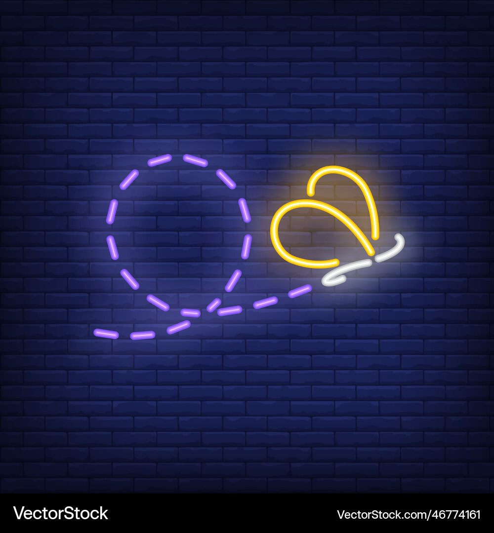 Butterfly and its flight trajectory neon sign Vector Image