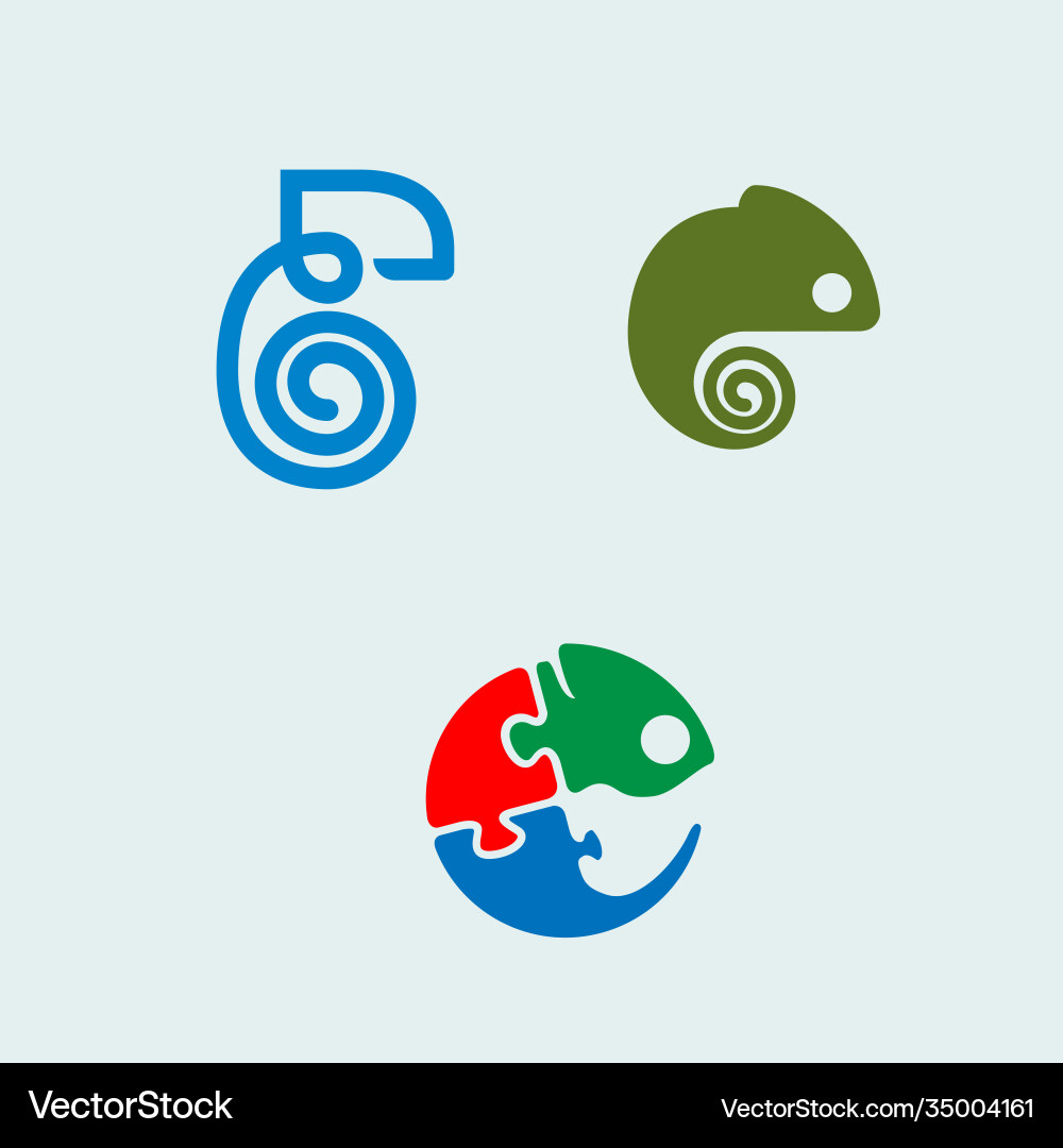 Chameleon reptile animal logo design Royalty Free Vector