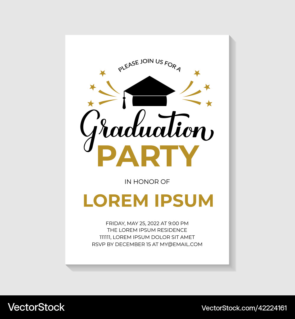 Graduation party invitation card grad Royalty Free Vector