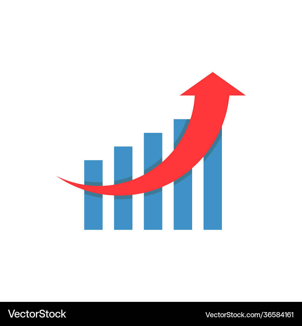 Growing graph icon color line outline sign linear Vector Image