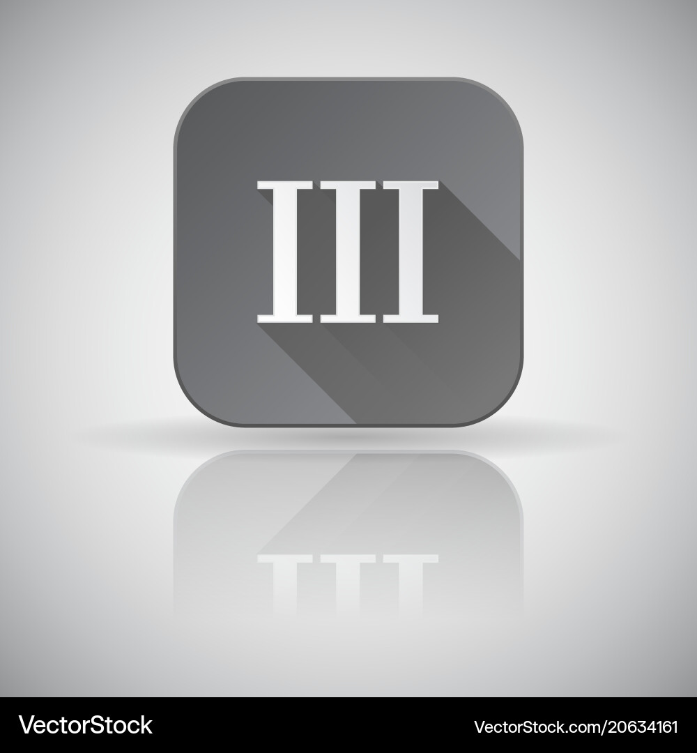 Iii roman numeral grey square icon Royalty Free Vector Image