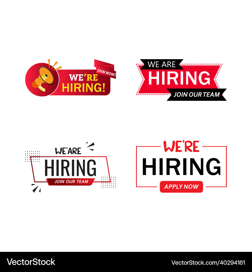Job vacancy concept with we are hiring text Vector Image